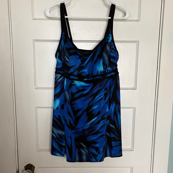 Longitude | Swim | Longitude Blue And Black Womens Bathing Suit Size 8w ...